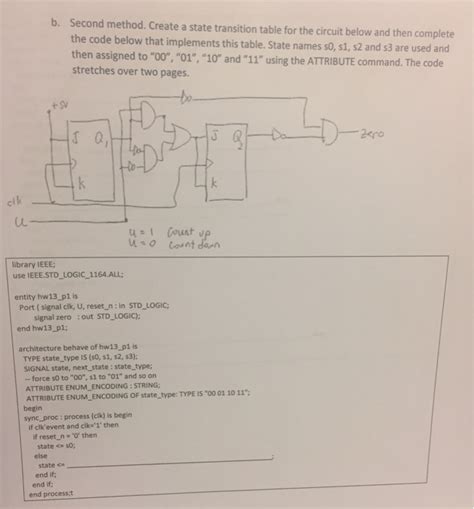Solved B Second Method Create A State Transition Table For