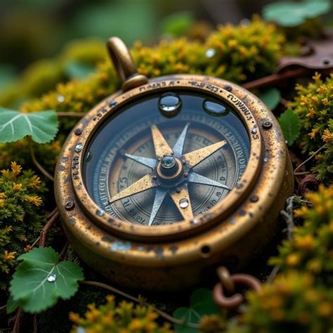 Free Moss Nestled Compass Image Compass Brass Navigation Download
