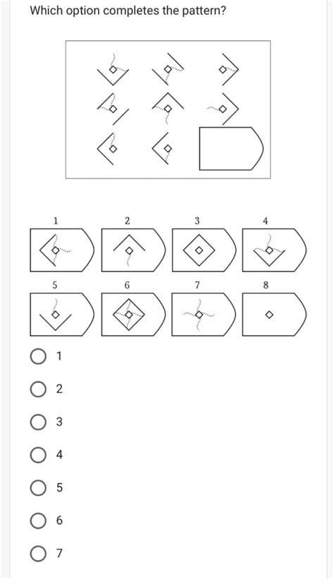 Which Option Completes The Pattern 1 2 3 4 5 6 7 8 1 2 3 4 5 6 7