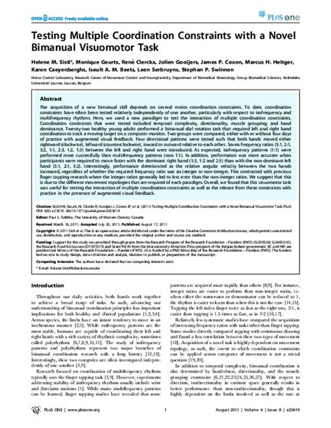 Pdf Testing Multiple Coordination Constraints With A Novel Bimanual