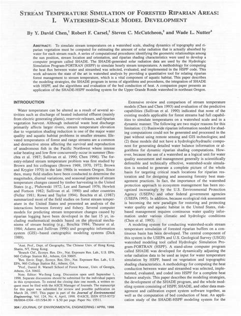 Pdf Stream Temperature Simulation Of Forested Riparian Areas I Watershed Scale Model Development