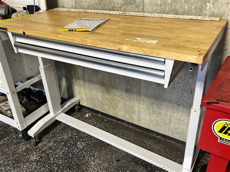 Adjustable Height Work Table With Two Drawers 52” X 24” It Is