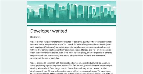 Developer Wanted Laravel News