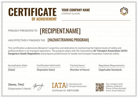 Hazmat Certificate Templates Free To Customize And Download