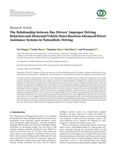 Pdf The Relationship Between Bus Drivers Improper Driving Behaviors