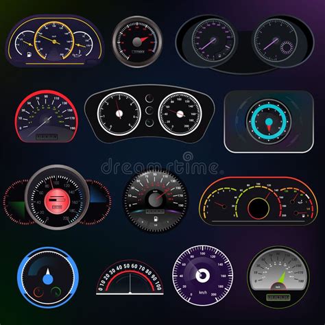 Speedometer Vector Car Speed Dashboard Panel And Speed Up Power