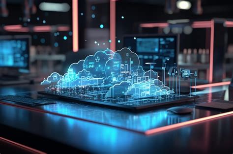 Premium Photo Cloud Computing Visualized 3d Illustration With