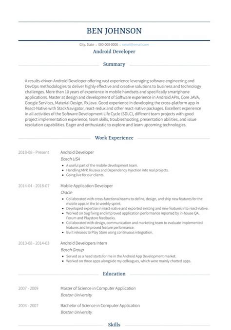 Android Developer Resume Tips And Templates