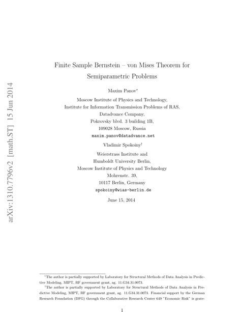 Pdf Finite Sample Bernstein Von Mises Theorem For Semiparametric