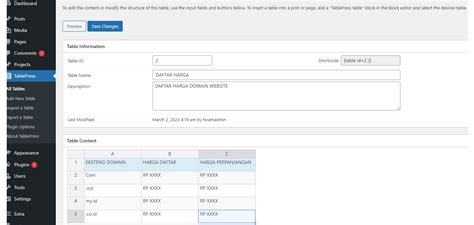 cara membuat tabel mudah dan menarik di wordpress