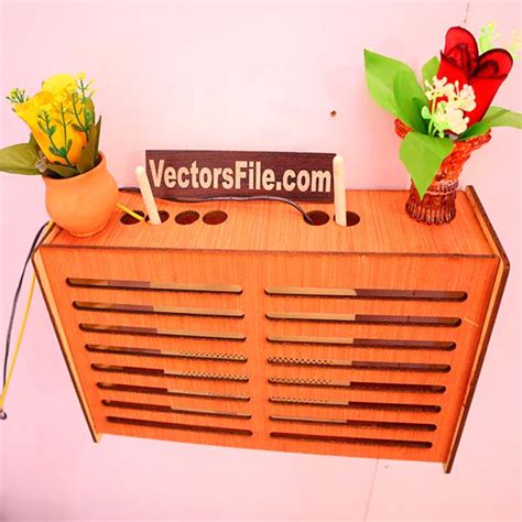 Laser Cut Wooden Wifi Router Box Wall Hanging Wifi Storage Organizer Box 4mm Vector File