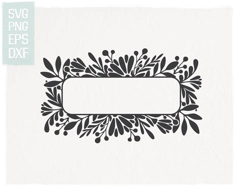 Botanical Rectangular Frame Svg Floral Border Instant Etsy