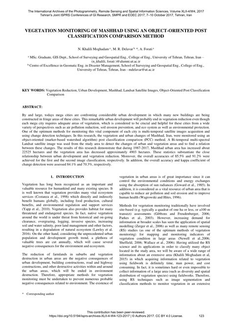 Pdf Vegetation Monitoring Of Mashhad Using An Object Oriented Post