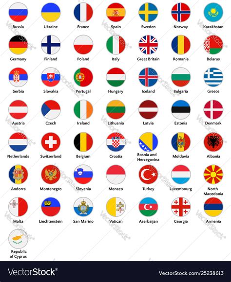 European Countries Icon Set Flags Great Royalty Free Vector