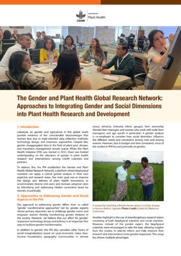 The Gender And Plant Health Global Research Network Approaches To Integrating Gender And Social