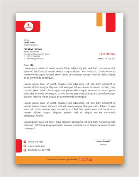Corporate Cover Letter Or Letterhead Template Design Premium Vector