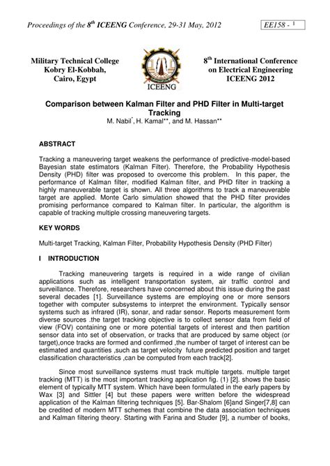Pdf Comparison Between Kalman Filter And Phd Filter In Multi Target Tracking