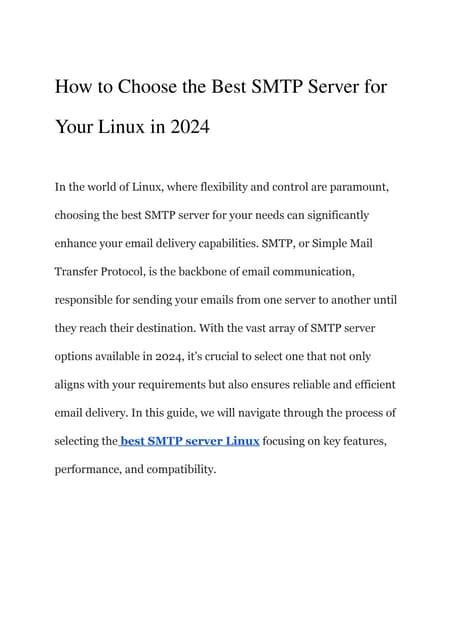 how to choose the best smtp server for your linux in 2024 pdf