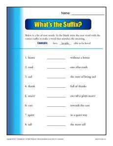 Whats The Suffix Printable Rd Grade Worksheets
