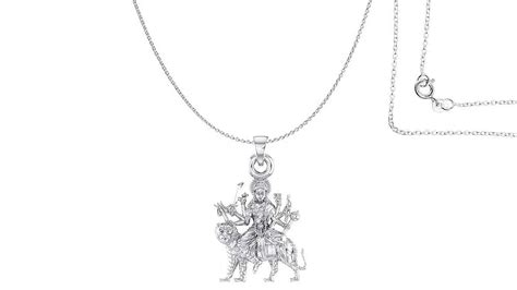 Sterling Silver 925 Purity Goddess Durga Maa Chain Pendant For Men
