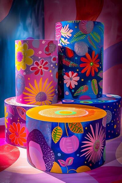 A Colorful Box With Colorful Flowers On It Is Next To A Colorful Box