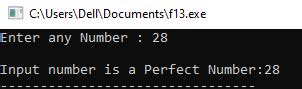 C Program To Check Whether The Input Number Is A Perfect Number Or Not Using Function