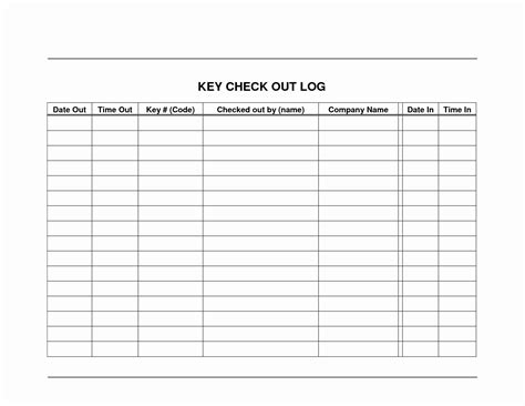 Key Sign Out Sheet Template