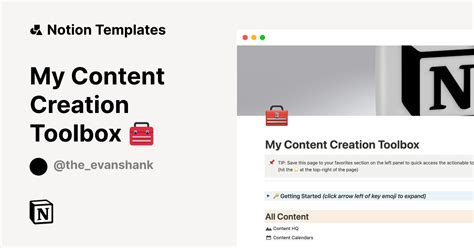 My Content Creation Toolbox Template By Evan Shank Notion Marketplace