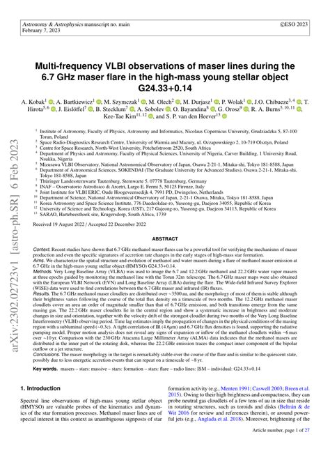 Pdf Multi Frequency Vlbi Observations Of Maser Lines During The 67~ghz Maser Flare In The
