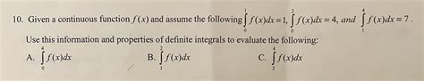 solved 10 given a continuous function f x and assume the