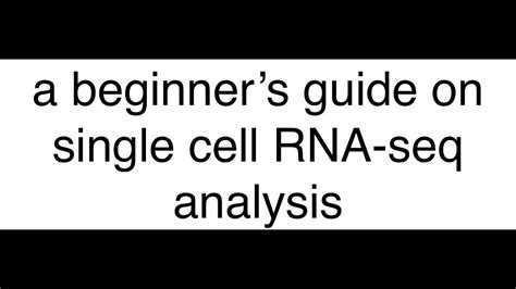 A Beginner S Bioinformatics Guide For Single Cell RNAseq Data Analysis YouTube