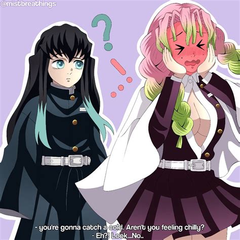 Muichiro And Mitsuri Panel In Anime Style Manga Demon Slayer