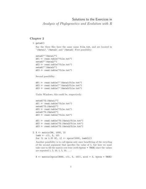 Pdf Solutions To The Exercices In Analysis Of Phylogenetics And Dokumen Tips
