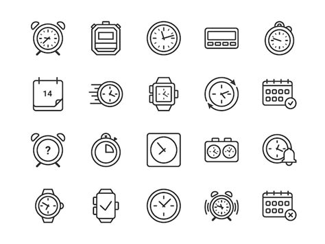 Premium Vector Clock Icons Time Measurement Line Stroke Watch Fast Stopwatch Timer Calendar