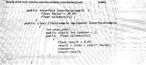 solved identify all the local instance and class variables