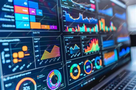 Visualizing Complex Data And Statistics With Colorful Charts On A Laptop Screen Visualizing