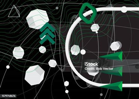 흰색 검정색 및 녹색 최소 기하학적 배경 템플릿입니다 빈티지 기하학적 그래픽 복고풍 테마 커버 추상적인 모양 검은색에 대한 스톡 벡터 아트 및 기타 이미지 Istock
