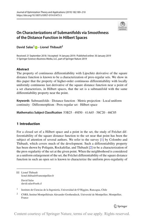 On Characterizations Of Submanifolds Via Smoothness Of The Distance Function In Hilbert Spaces