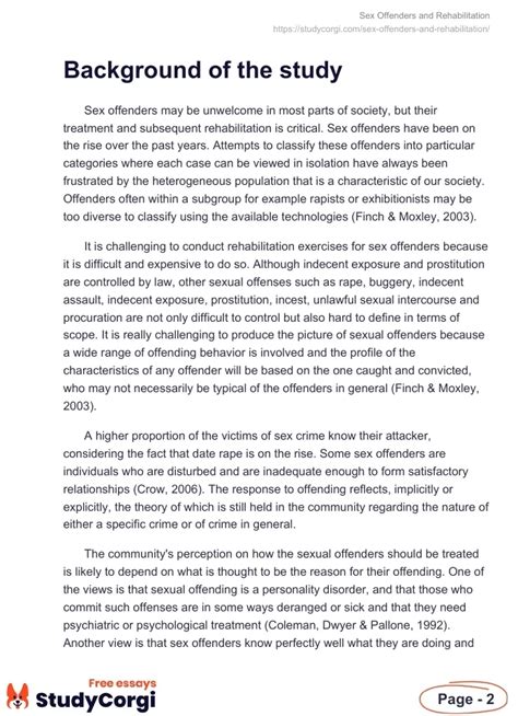 Sex Offenders And Rehabilitation Free Essay Example