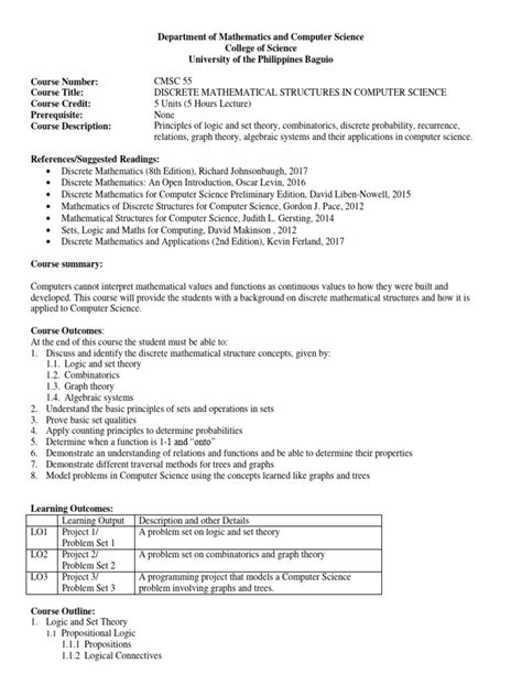 cmsc55 syllabus pdf discrete mathematics combinatorics