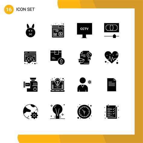 Pictogram Set Of 16 Simple Solid Glyphs Of Data Compliance Cctv Money Cash Editable Vector