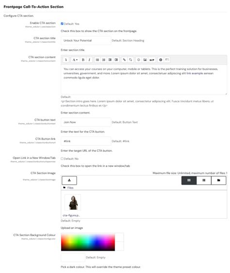 Moodle Theme Edutor How To Configure And Customise The Frontpage Call To Action Section