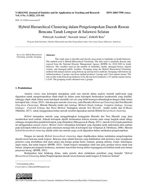 Pdf Hybrid Hierarchical Clustering Dalam Pengelompokan Daerah Rawan