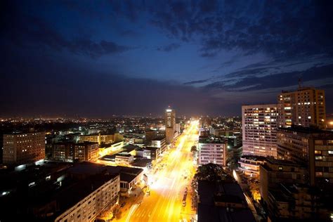 Night View Of Kinshasa Dr Congo Skyline