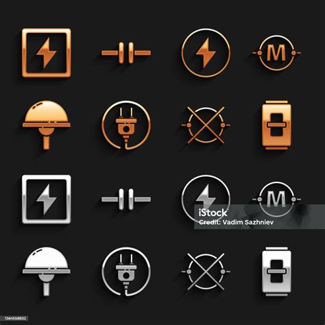 전기 플러그 회로 구성표 라이트 스위치 발광 다이오드 번개 볼트 및 아이콘을 설정합니다 벡터 Led 조명에 대한 스톡 벡터 아트