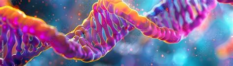 A Highly Detailed Illustration Of A Dna Double Helix Vibrant Colors