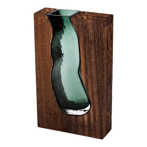 Стеклянная ваза для цветов декоративная в деревянной рамке прямоугольная 23 5 см фото отзывы