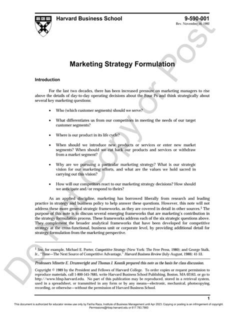 Marketing Strategy Formulation Pdf