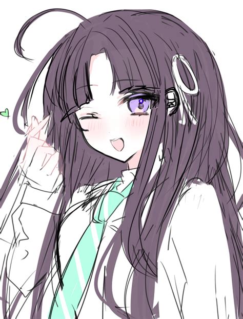 Safebooru 1girl Absurdres Ahoge Aqua Necktie Awa Subaru Black Hair