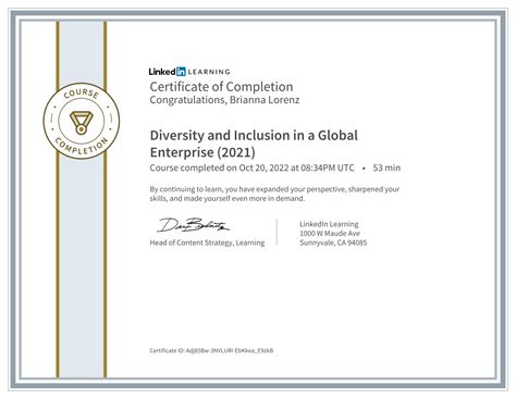 Brianna Lorenz On Linkedin Certificate Of Completion